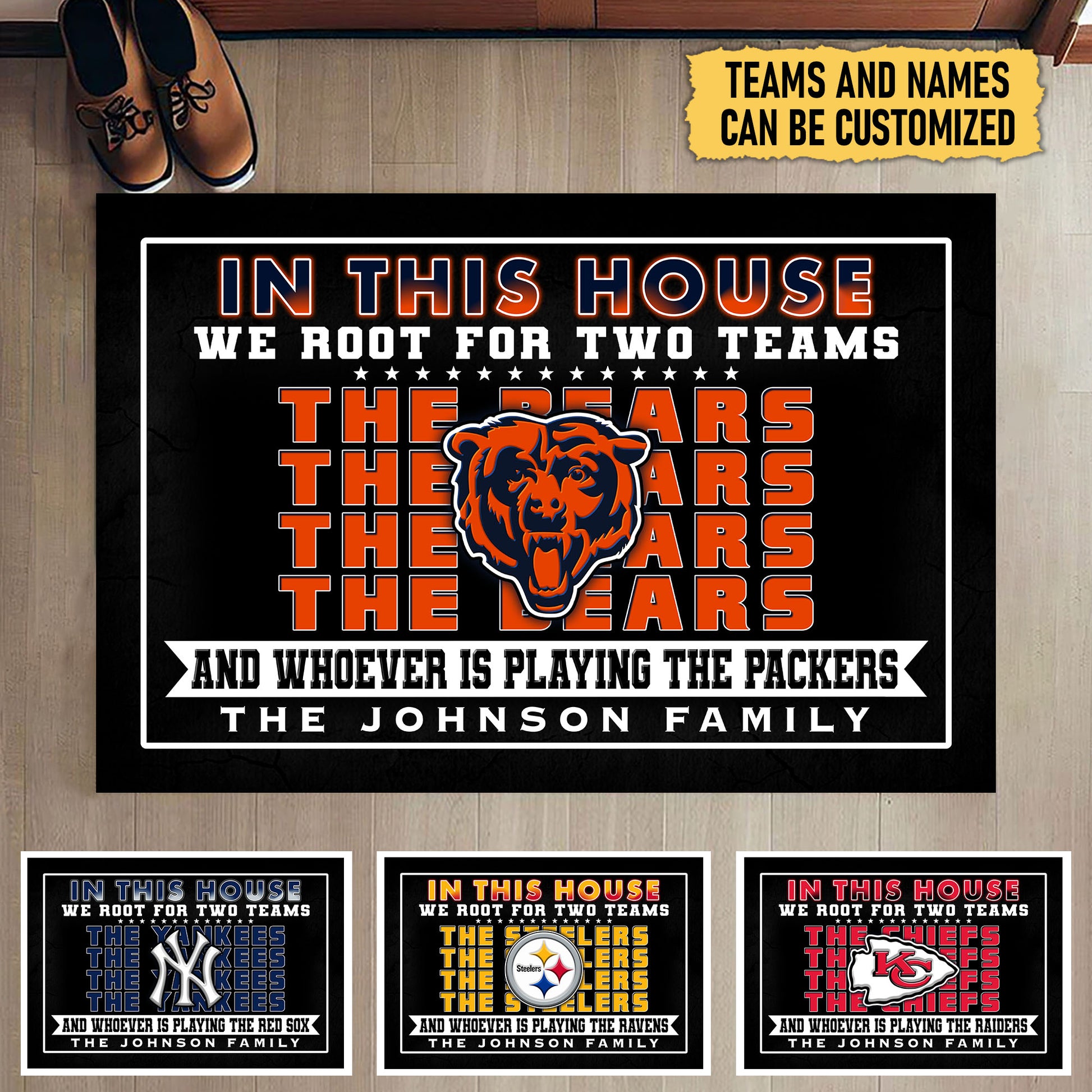 We Root For Two Team - Customized Doormat - Anti Slip Indoor Doormat ...